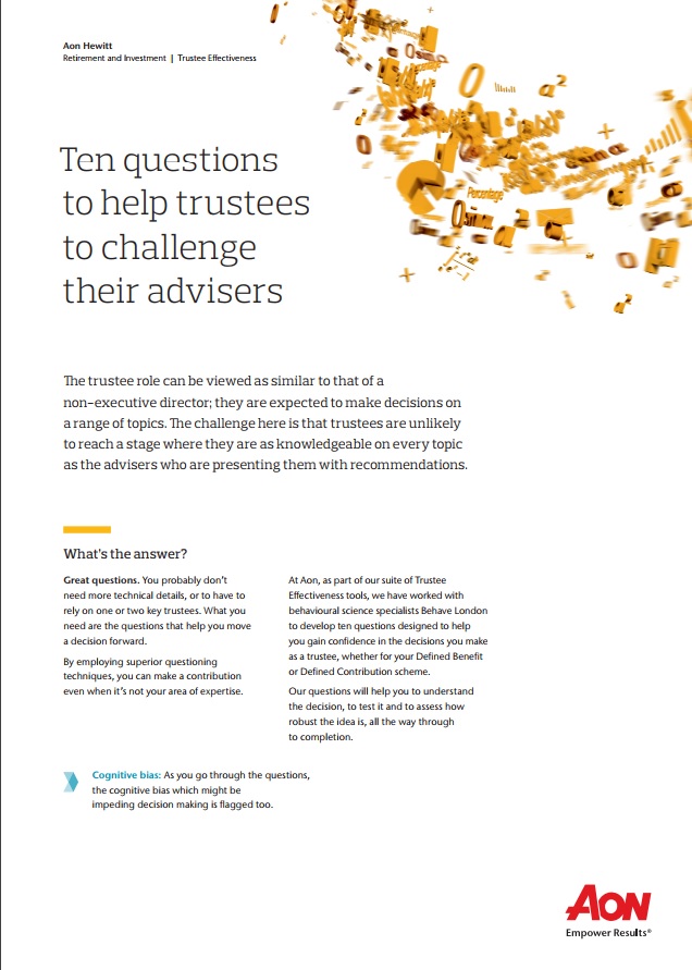 Ten questions to help trustees to challenge their advisors | Trustee Effectiveness | Aon UK